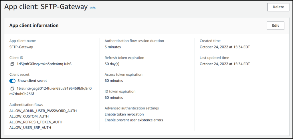 Integrating Amazon Cognito Authentication with SFTP Gateway v3.4.0 - Thorn Technologies